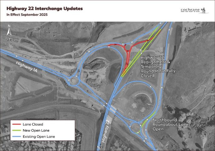 Major traffic changes coming to Hwy 1A/22 interchange this weekend - CochraneNow: Cochrane ...